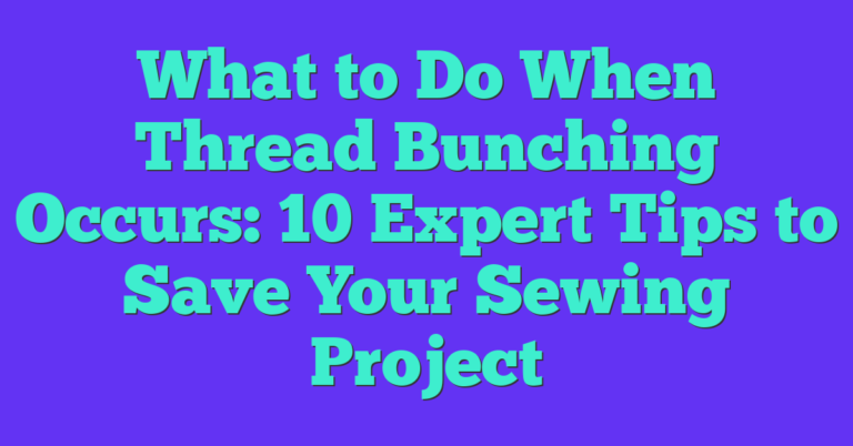 What To Do When Thread Bunching Occurs: 10 Expert Tips To Save Your ...